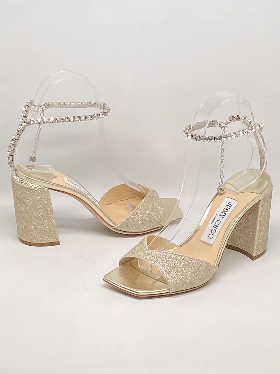 Jimmy Choo Saeda 85MM Glitter Sandals size 35.5 Retail For Jimmy Choo Saeda 85MM Glitter Sandals size 35.5 Retail For