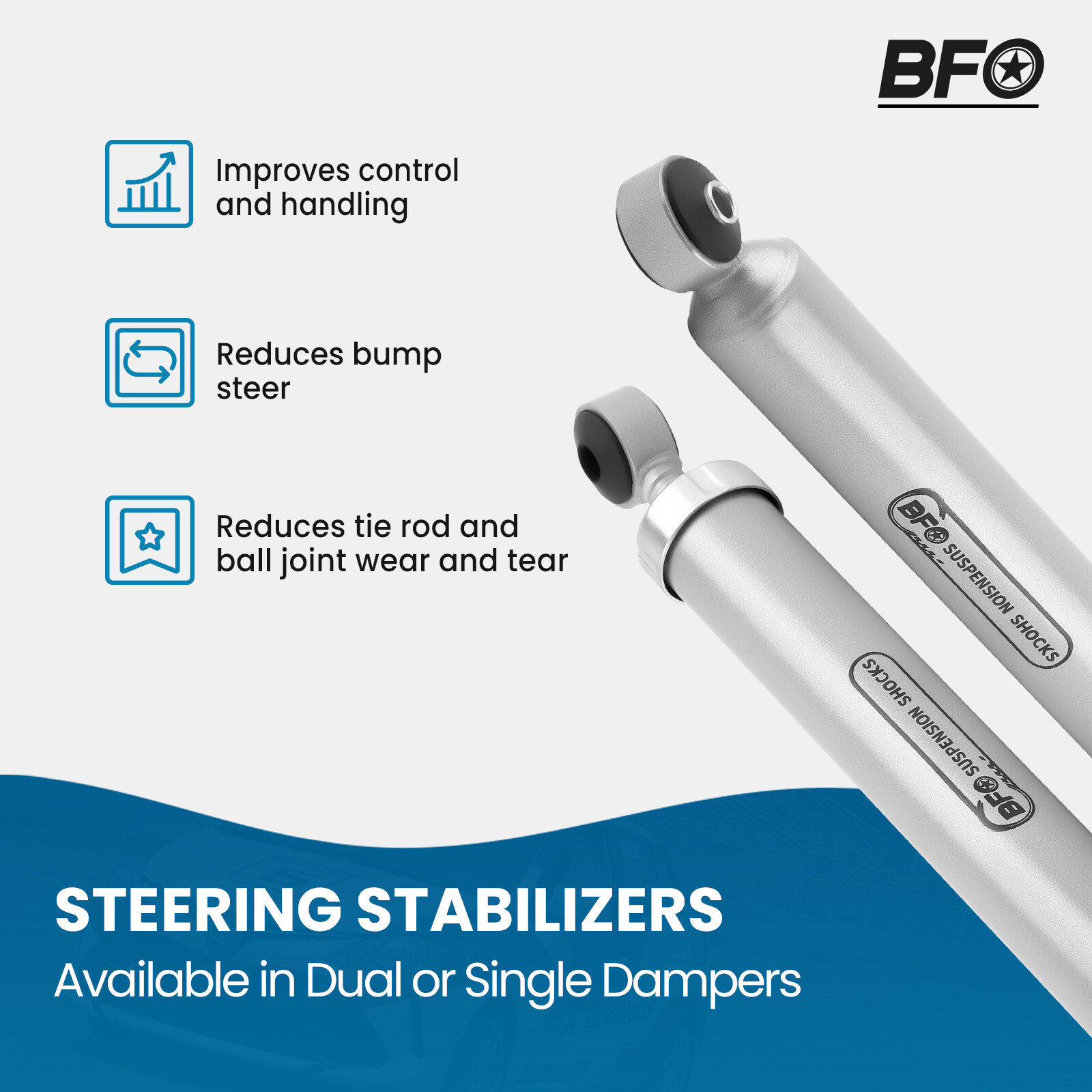 BFO Dual Steering Stabilizer for Ford F250 F350 Super Duty 4x4 2005 ...