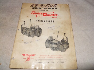 FUNK Reversomatic Drives ~ Instruction Manual & Parts List ~ Series ...