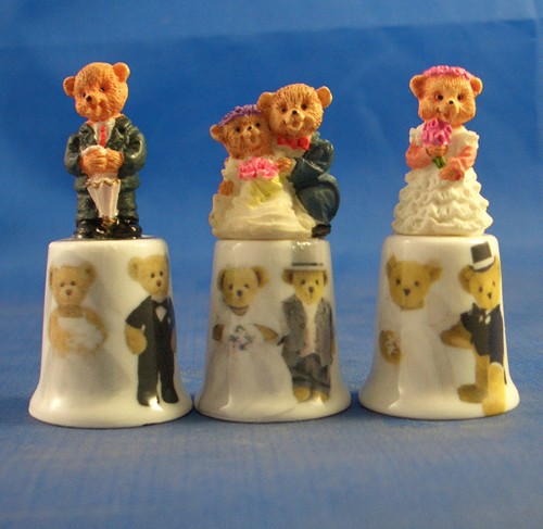 Birchcroft Thimbles -- Set of Three -- Model Top Wedding Couples | eBay UK
