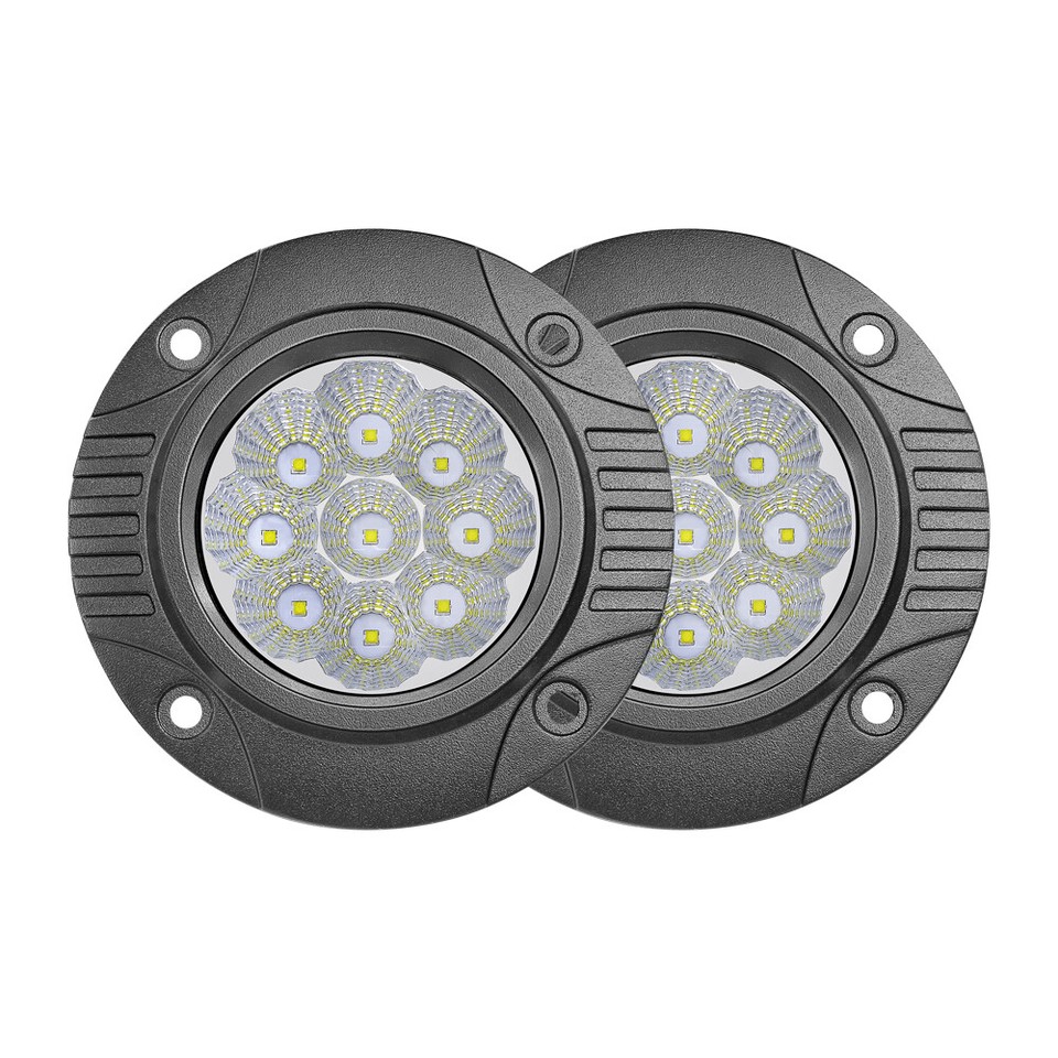 2X 4inch Flush Mount LED Work Light Bar Round Pods Driving Spot Fog 4WD ...