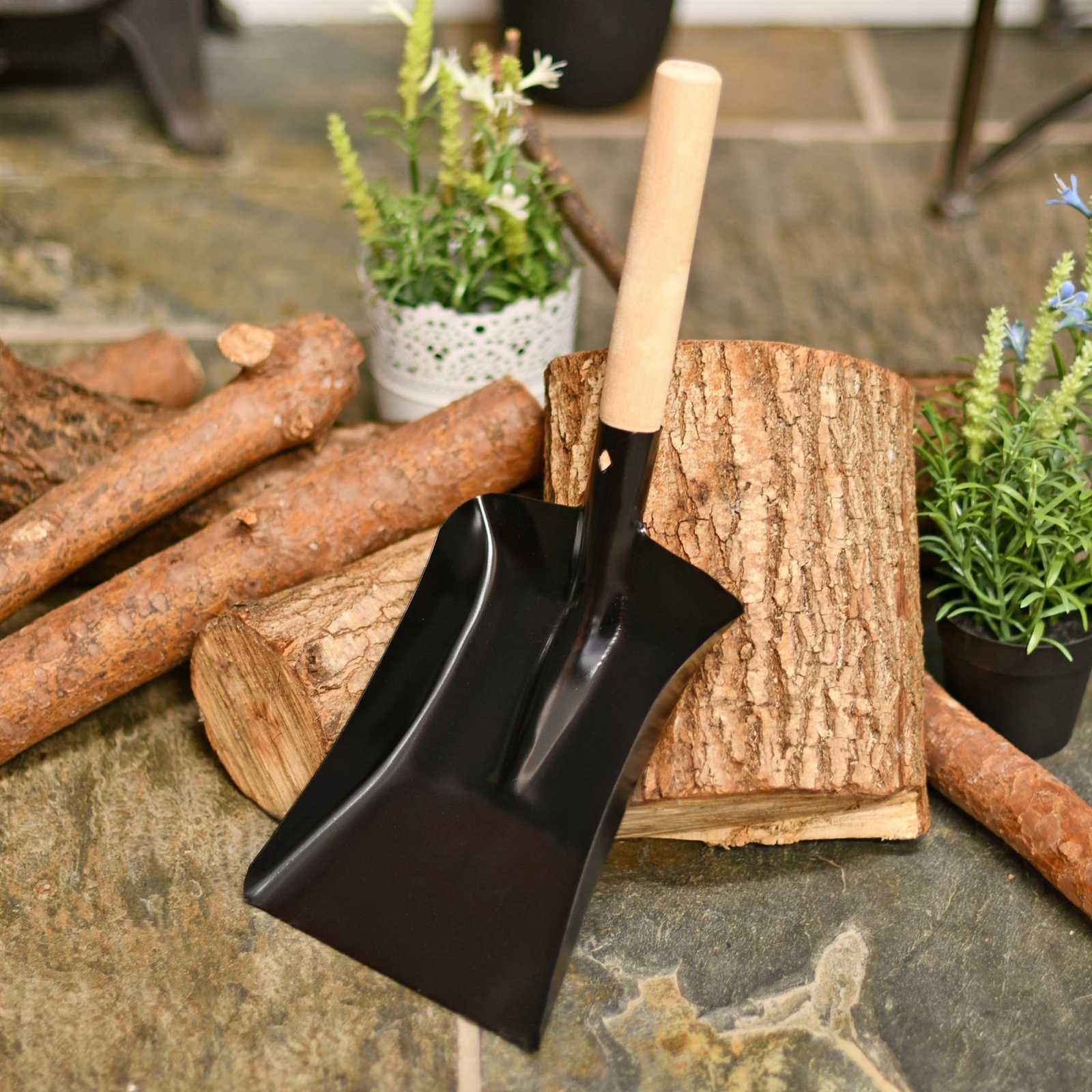 Small Black Steel Fireplace Coal Shovel With Wooden Handle | eBay UK