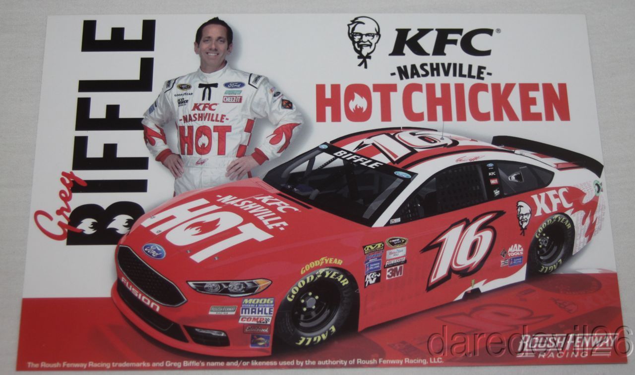 2016 Greg Biffle KFC Nashville Hot Chicken Ford Daytona 500 NASCAR SC ...