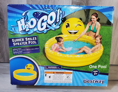 H2O GO Summer Smiles Sprayer Pool Built-In Sprayer, 65” x 56.7” x 27 ...