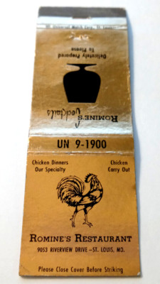 Vintage Matchbook: Romine's Restaurant, St Louis, MO | eBay