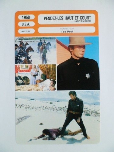 CARTE FICHE CINEMA 1968 PENDEZ LES HAUT ET COURT Clint Eastwood Inger ...