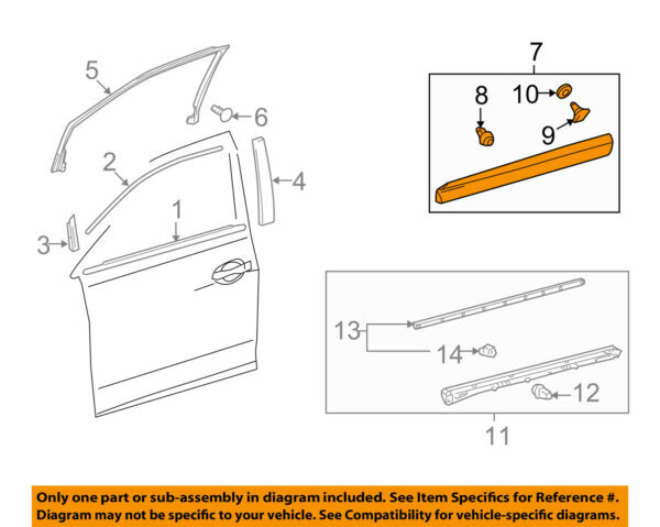 75072-48030 Toyota Moulding sub-assy, front door, outside lh 7507248030 ...