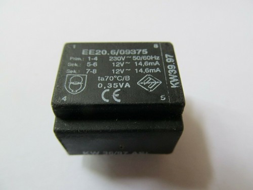 EE20.6/09375 Safety Transformer 0,35VA, 230V, 2x12V Ta70°C/BE Marschner ...