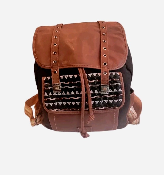 THE SAK Aztec Brown Black Leather Backpack 12x14 - Gem