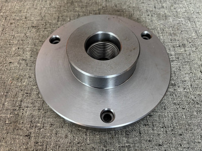 1-1/2"-8 THREAD, CHUCK ADAPTER PLATE. 6-1/2"O.D. , w/ (3) 14mm x 1.5 ...