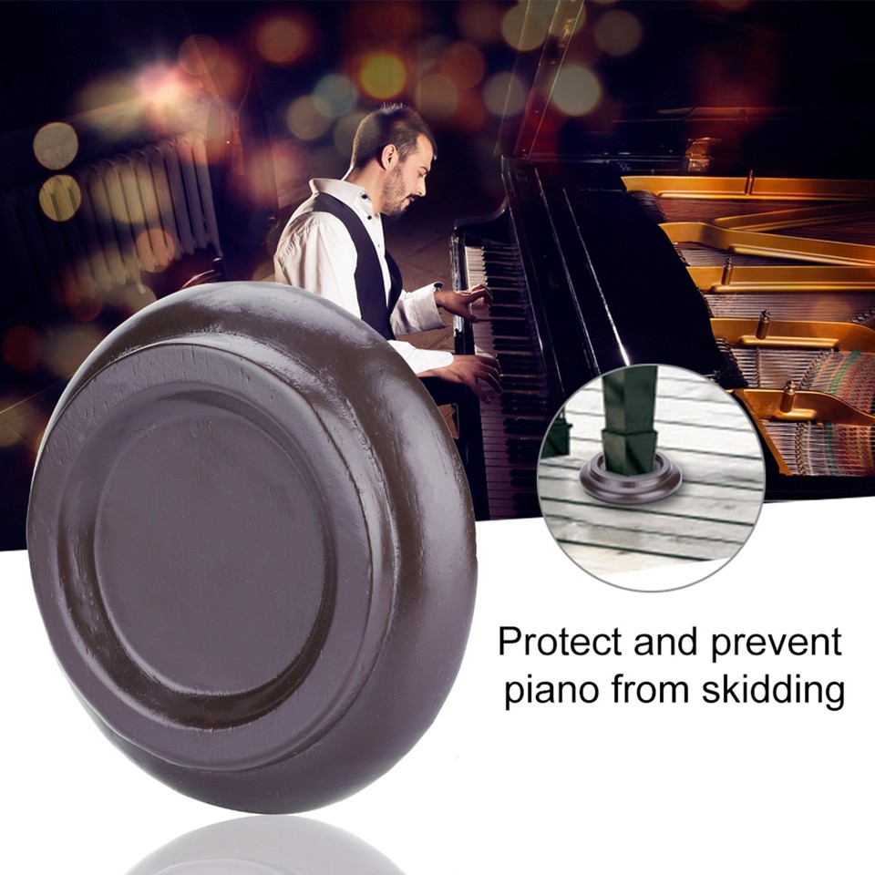 Beech Wood Piano Caster Cups 4 Pack for Upright Pianos Round Foot Pads ...