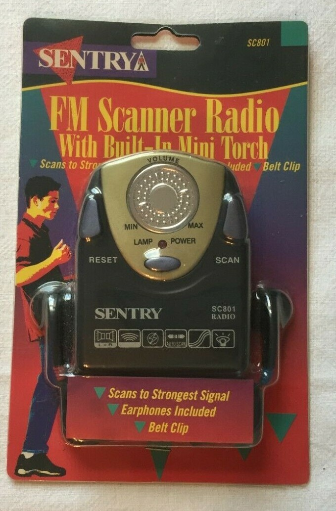 SENTRY SC801 FM Scanner Radio with Built in Flashlight,Belt clip with ...