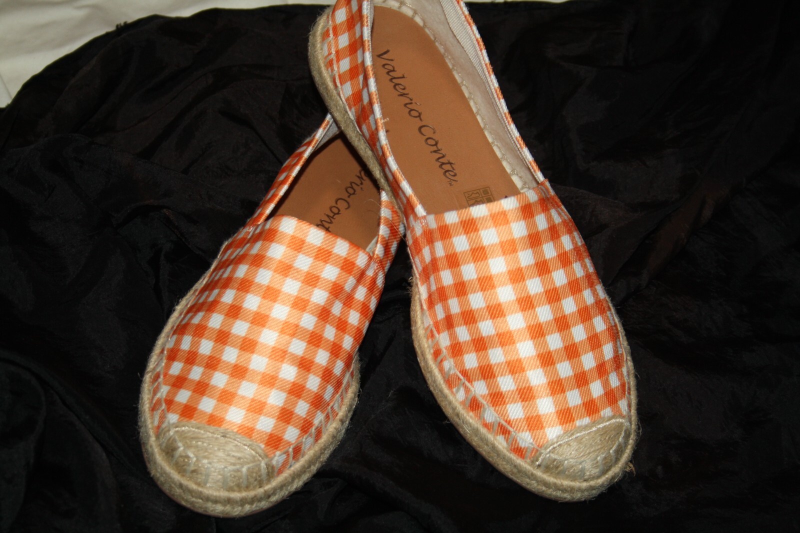 VALERIO CONTE LADIES GINGHAM ORANGE & WHITE SHOES. NWNB. EURO SZ : 42 ...