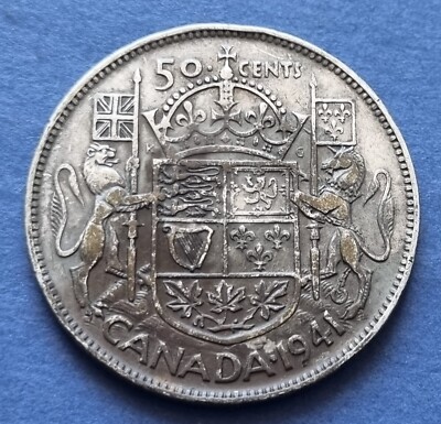 MONETA COIN MONNAIE CANADA 50 CENT 1941 KING GEORGIVS VI° RE GIORGIO ...