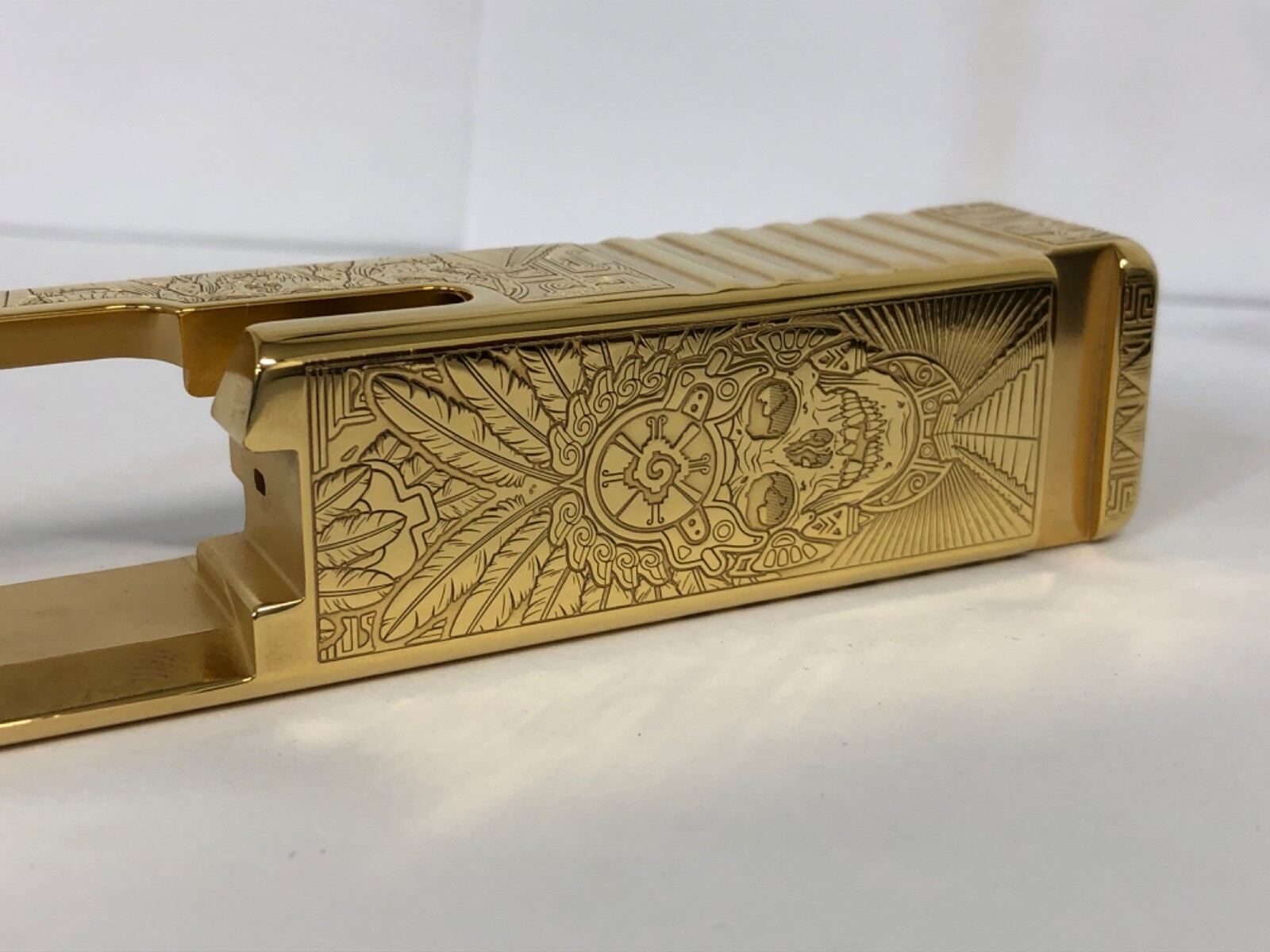 DEEP Laser engraved 24k gold plated glock 26 Slide gen 3 Aztec calendar ...