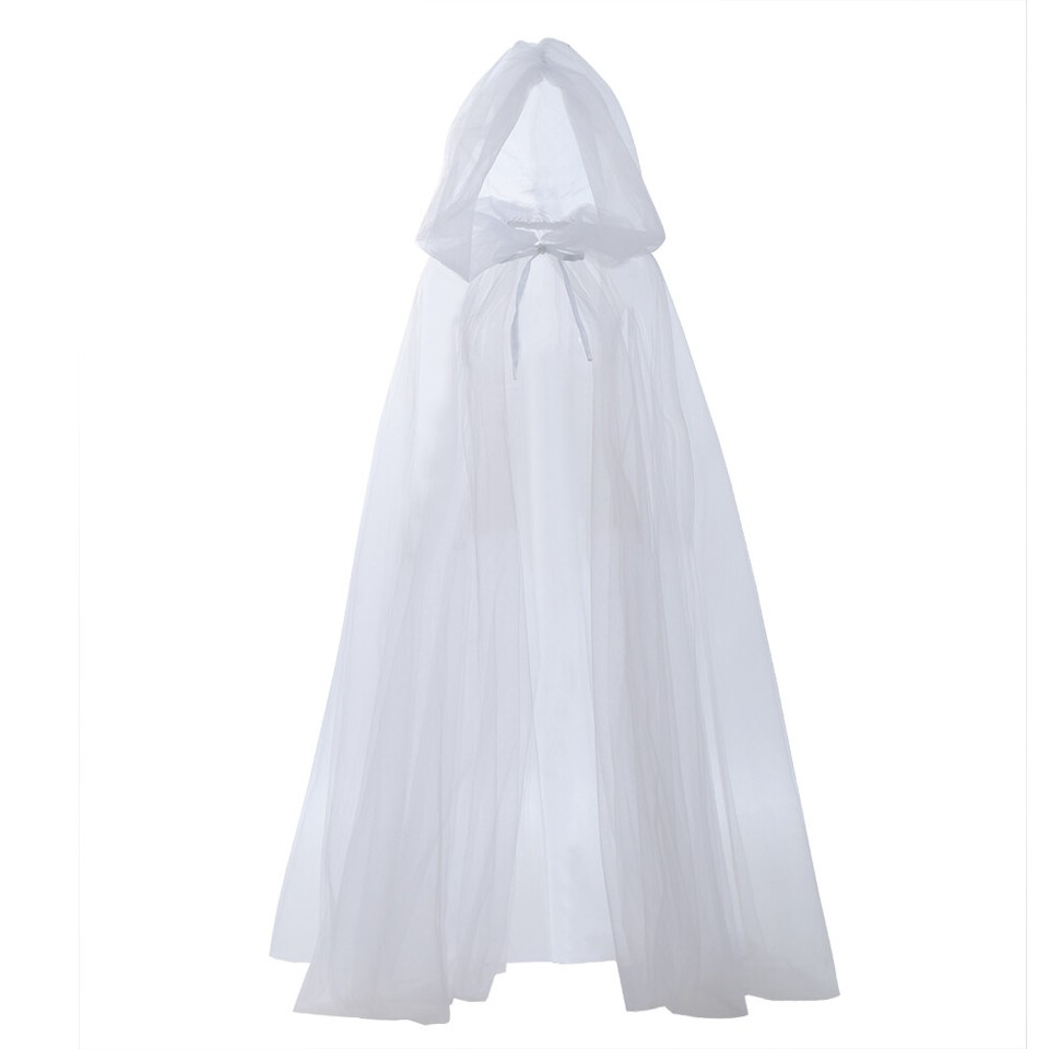 Gothic Women Hooded Cloak The Ghost Haunted Costume Bride White Hooded ...
