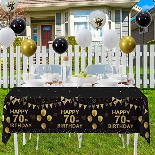 Trgowaul 70th Birthday Decorations Men Women Black Gold Happy 70