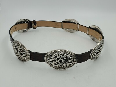 Enmon Belt Black Silver Buckle Italian Calfskin. Size Medium | eBay