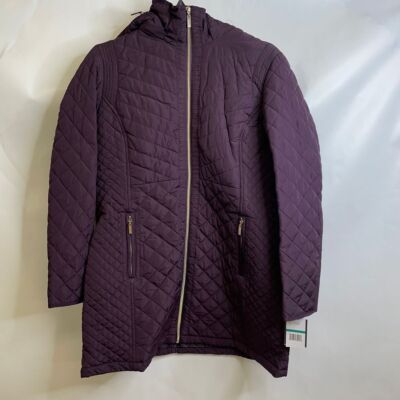 GALLERY Quilted Jacket With Removable Hood Women's Size L Blackberry | eBay