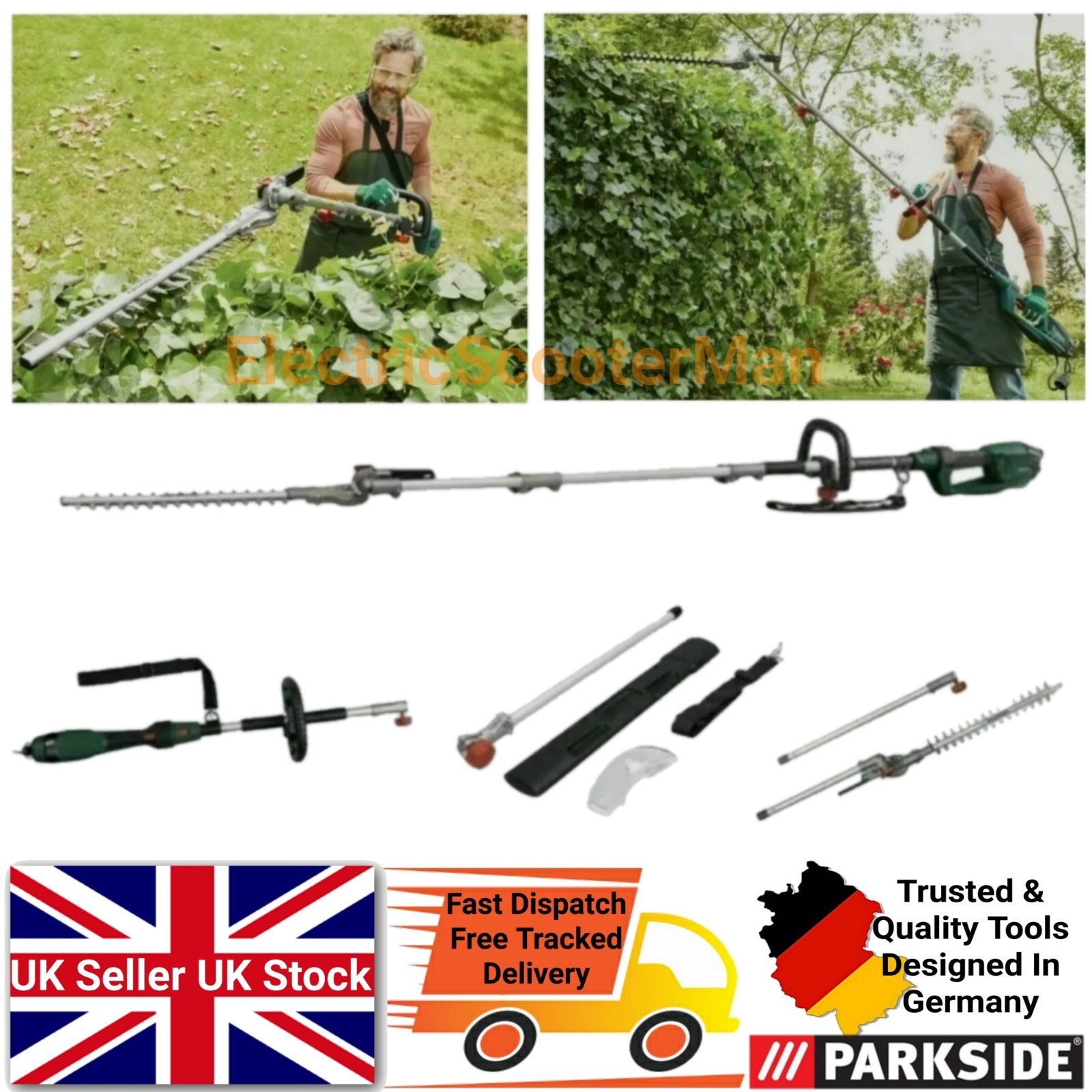 Parkside Electric Long Handle Reach Hedge Trimmer Powerful DIY Tool ...