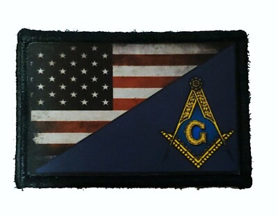 Masonic Emblem USA FLAG Morale Patch Tactical Army Military Badge Hook ...