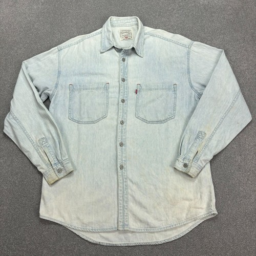 Levis Denim Shirt Adult Medium Blue Western Cowboy Rodeo 90s Red Tab ...