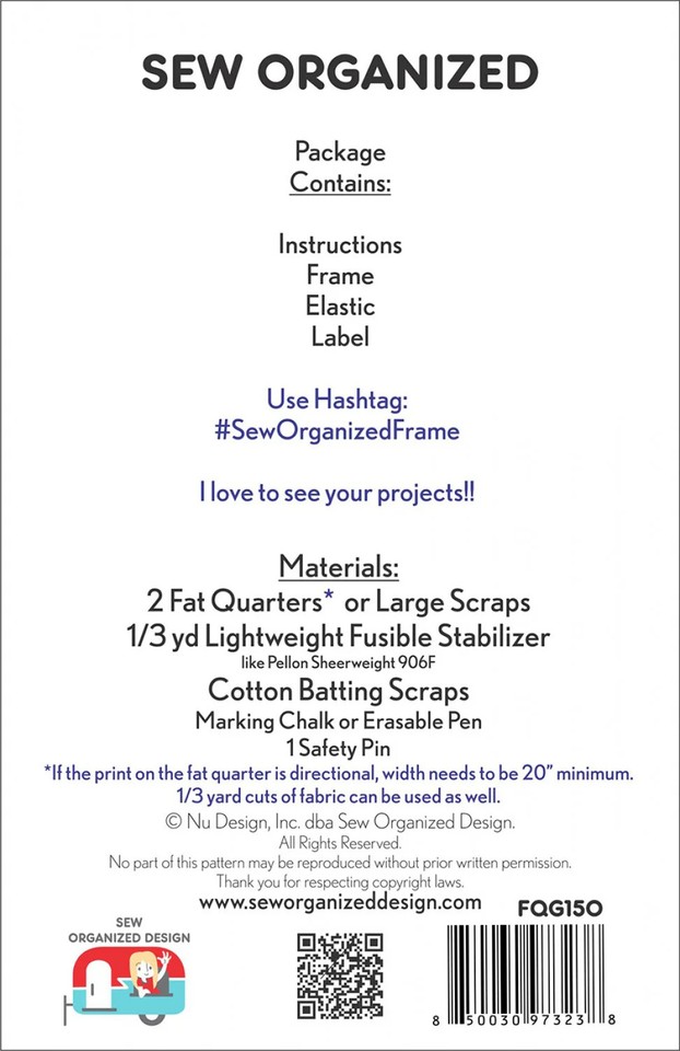 Sew Organized Pattern & Frame by The Fat Quarter Gypsy | eBay