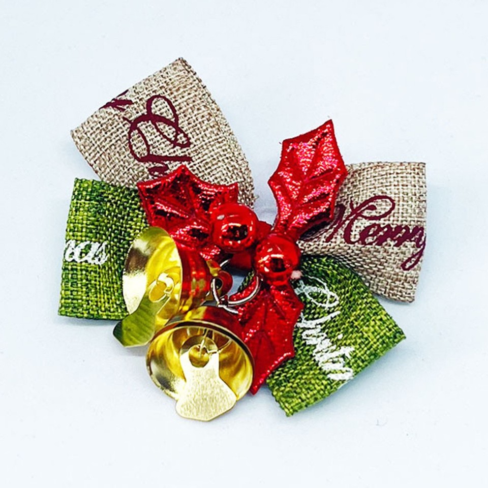 35PCS Mini Bows with Bells Tiny Christmas Bows Small Bowknot Ornament ...