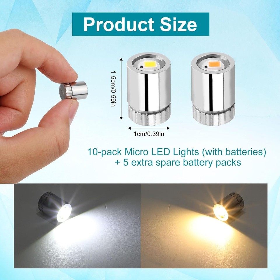 10pcs Miniature LED Lights with Batteries, Mini Small Tiny Light Included Micro | eBay UK