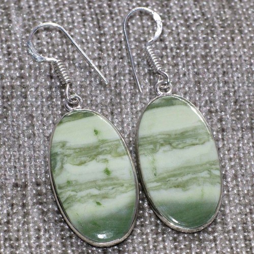 Larsonite 925 Silver Plated Gemstone Earrings 1.8" Valentine Jewelry GW ...
