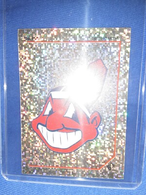 1992 PANINI CHIEF WAHOO STICKER RARE GLITTER SPARKLE cleveland indians ...
