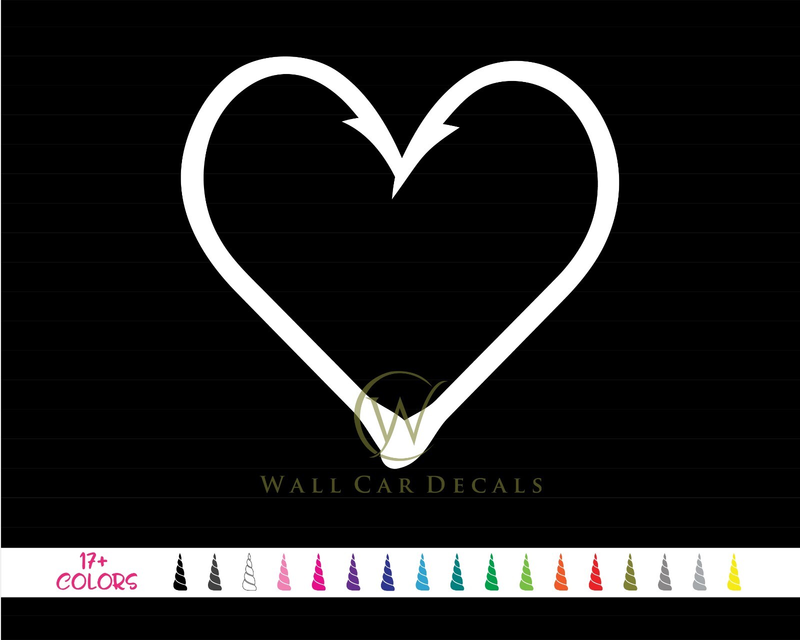 Fishing Hook Heart Decal