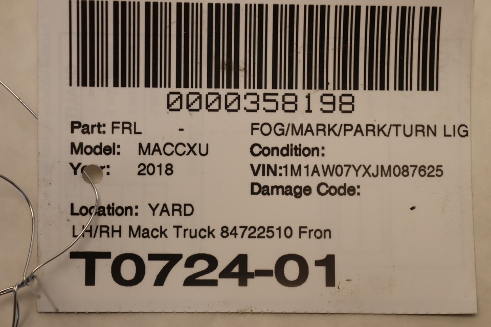 2008-2023 MACK CXU613 FRONT LEFT OR RIGHT FOG LIGHT LAMP 84722510 OEM ...