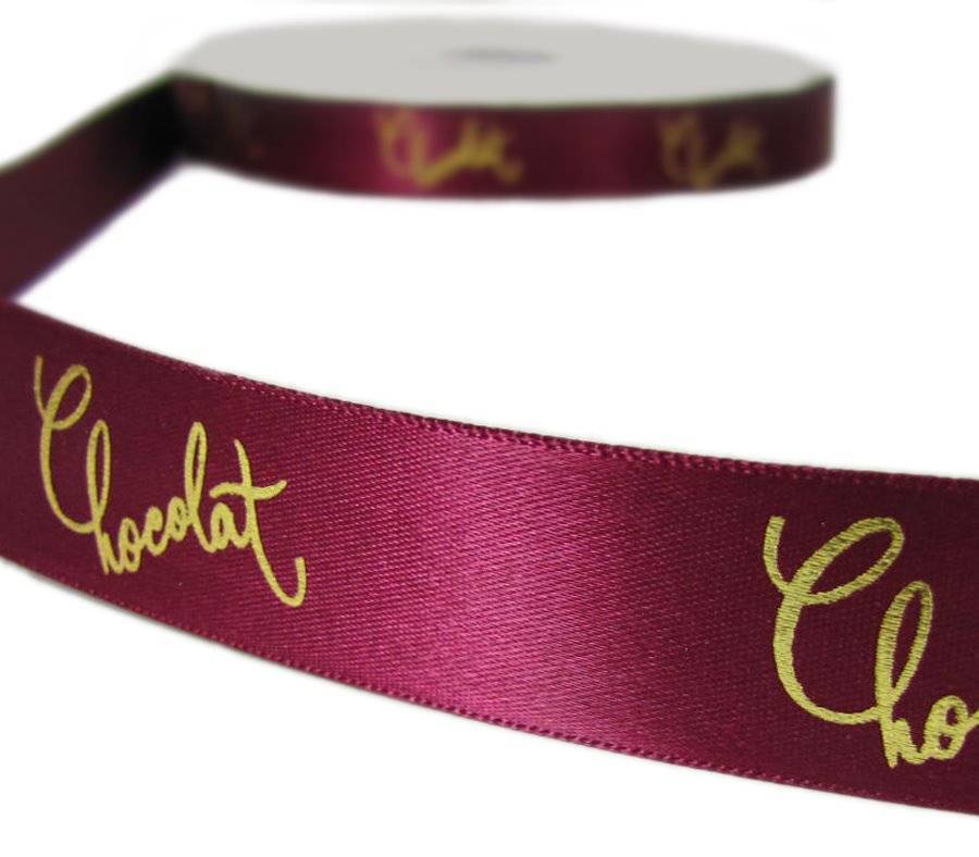 5 Yards Chocolat Chocolate Gold French Wine Red Satin Ribbon 7/8"W | eBay