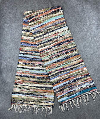 Rag Table Runner 6 feet Tassel Ends 13” X 69.4” Colorful Boho Farmhouse ...