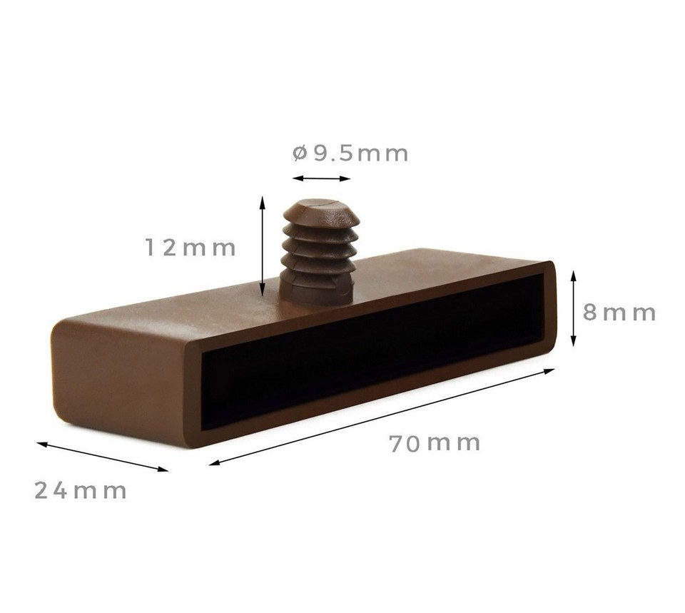 70mm Bed Slat Holders / Caps for Wooden Bed Frames 1 Prong / Peg - 10 ...
