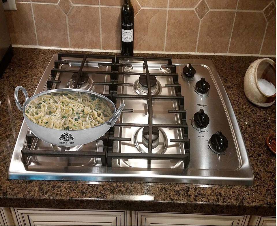 Stainless Steel Handmade Cooking Kadhai Cauldron Kitchenware 10 inch ...