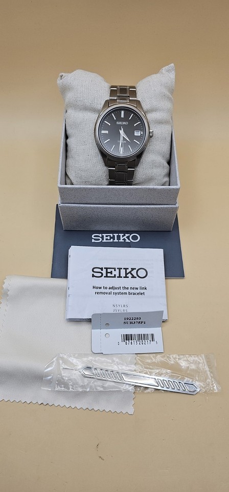 Seiko SUR375 Titanium Essentials Quartz Black Dial Men's Watch SUR375P1 ...