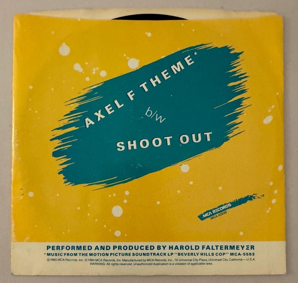 BEVERLY HILLS COP – AXEL F THEME - 7" VINYL EP MCA-52536 1985 - VG+ L2 ...