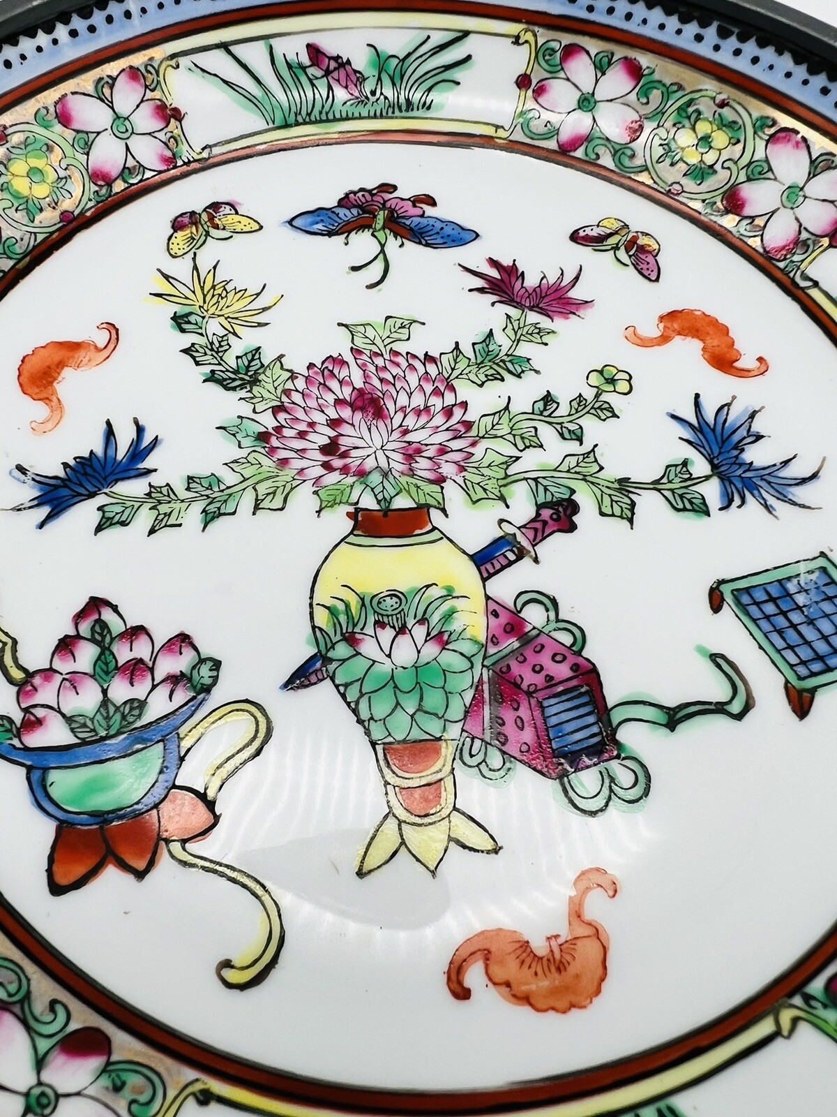 VTG ACF Japan Japanese Porcelain Ware Ashtray Pewter Encased ...