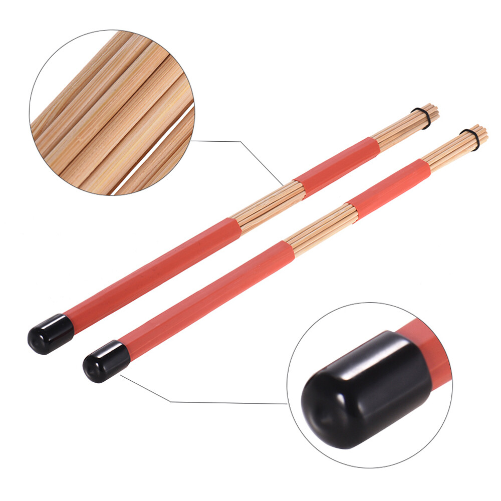 1 Pair Drum Rods +1 Pair Drum Brushes Drum Stick Set with Storage Bag ...