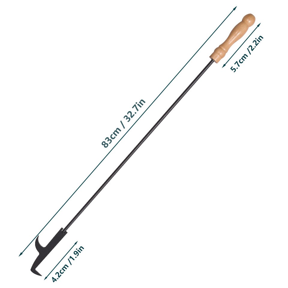 Long Fire Pit Poker Stick Fireplace Heavy Duty Steel Wood Stove ...