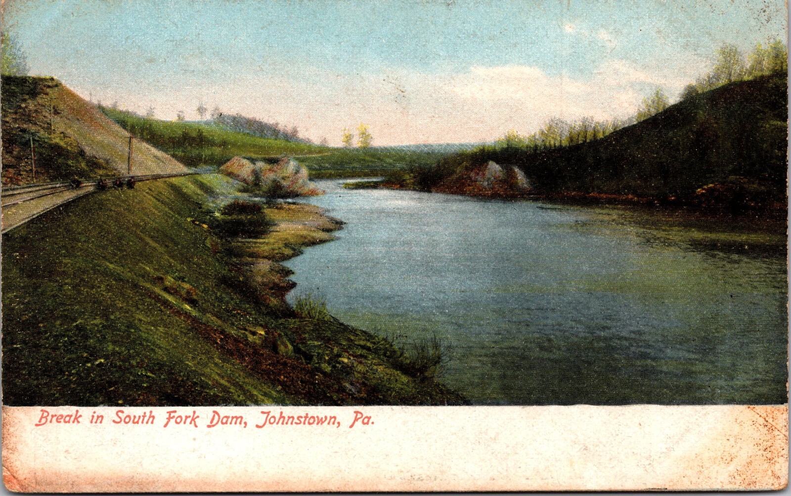 postcard Break in South Fork Dam failure Johnstown PA flood disaster of ...