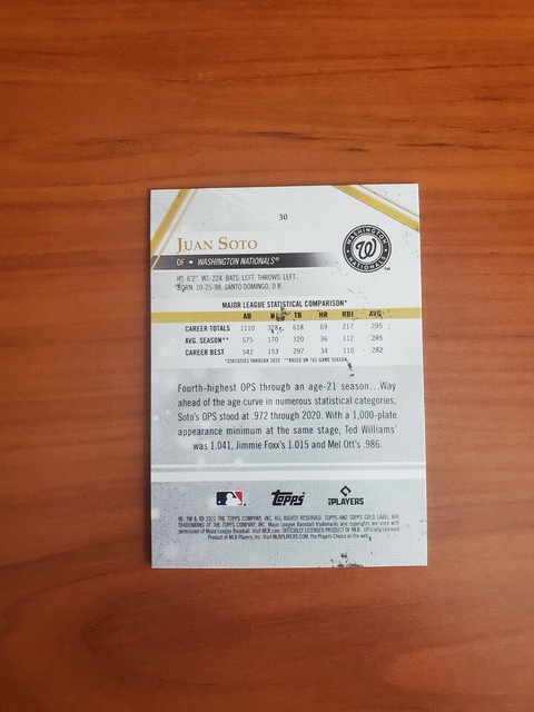 2021 Topps Gold Label - Class 1 #30 Juan Soto for sale online | eBay