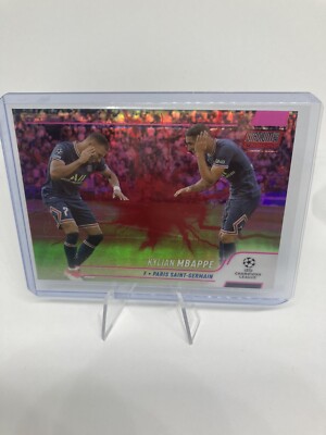 2022 Kylian Mbappe box hit pink/red wave short print stadium club ...