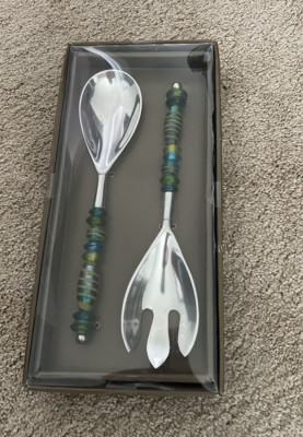 Pier One Imports Serve Ware Set w/ 2 Utensils Salad Server Colorful ...