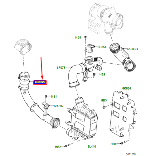 LAND ROVER RANGE ROVER EVOQUE L538 Intercooler Outlet Hose LR094069 NEW ...