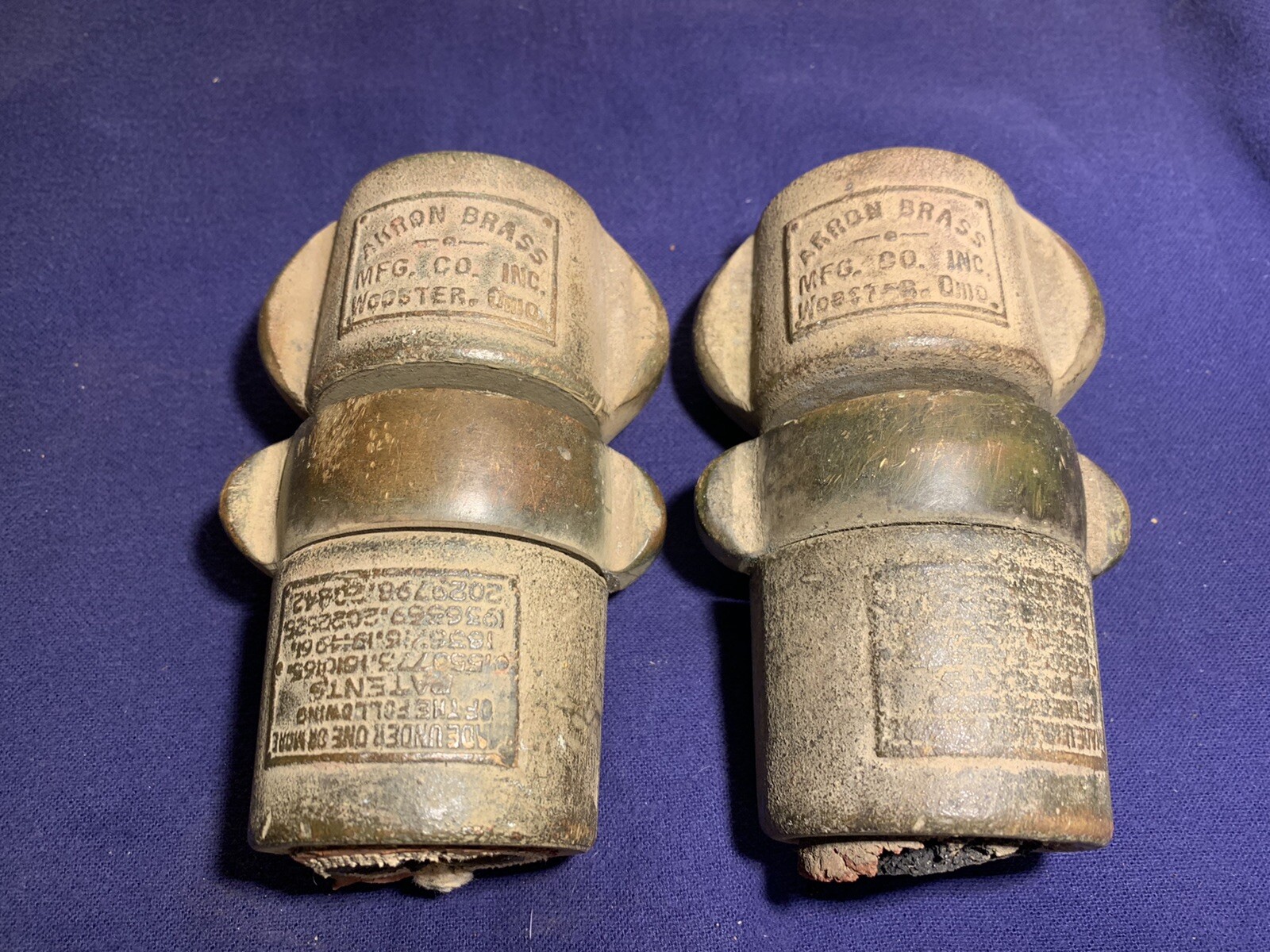 VINTAGE 1945 AKRON BRASS WOOSTER ROCKER LUG 4.5" BRASS FIRE HOSE ...