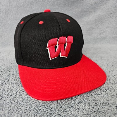 Wisconsin Badgers Hat Snapback Baseball Cap Black Red OSFM Big Bear ...