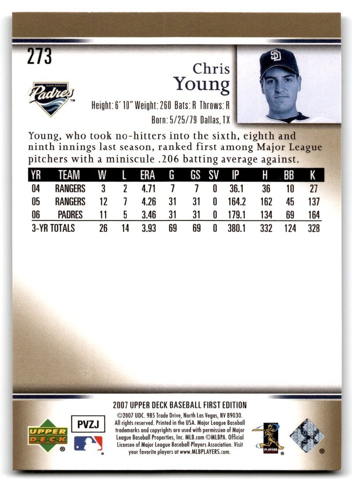 2007 Upper Deck First Edition Chris Young Baseball Cards #424 | eBay